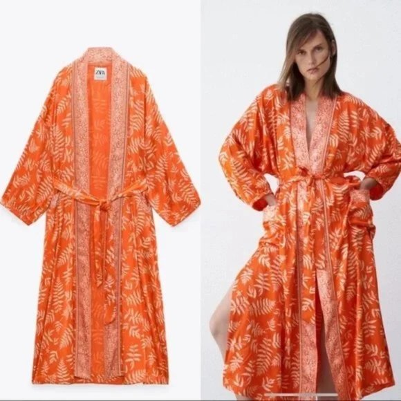 Zara | Jackets & Coats | Zara The Hanoi Long Kimono With Belt Small Nwt ...